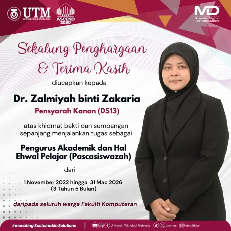 Sekalung Penghargaan & Terima Kasih kepada Dr. Zalmiyah binti Zakaria ...